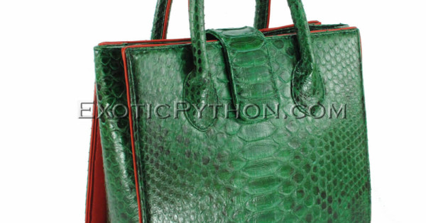 Python handbag emerald shiny BG-306 - "EXOTIC PYTHON"