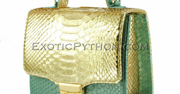 Python skin bag shiny gold BG-304 - "EXOTIC PYTHON"
