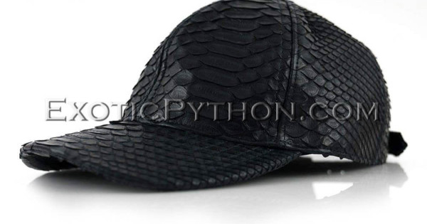 Snakeskin cap black color AC-52 - Exotic Python
