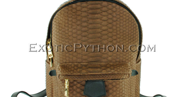 Brown color python leather backpack - "EXOTIC PYTHON"