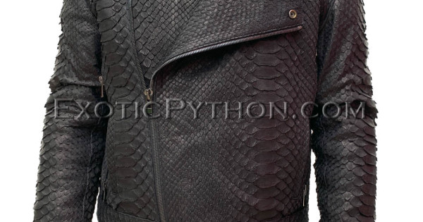 Men's snakeskin jacket black dragon python JT-37 - Exotic Python